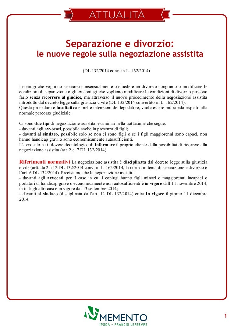 Separazione e divorzio: le nuove regole sulla negoziazione assistita