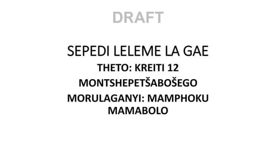 BIG SECRET OF SEPEDI - Sepedi Handbook and Study Guide | PDF