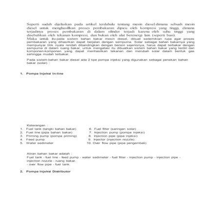 Seperti sudah dijelaskan pada artikel terdahulu tentang mesin diesel | DOCX