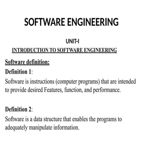 SE PPT.pptx Software Engineering Unit 1 PPT | PPTX