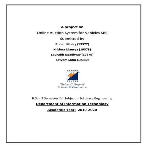 Online Auction System for Vehicles SRS | DOCX