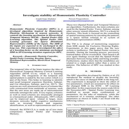 Investigate the Stability of Homeostatic Plasticity Controller | PDF