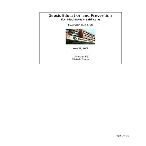 Sepsis Education And Prevention Video Final Working Draft 6 29 09 | PDF