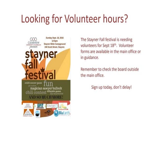 Stayner Collegiate Institute Announcements - September 7, 2016 | PPTX