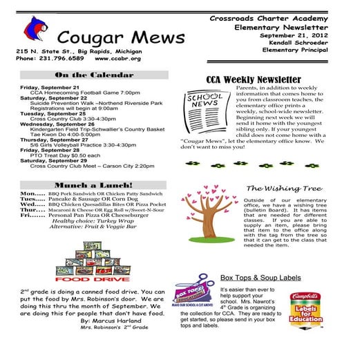 9-21-12 CCA Newsletter | DOC | Food & Drink