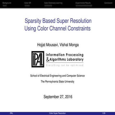 Sparsity Based Super Resolution Using Color Channel Constraints | PDF