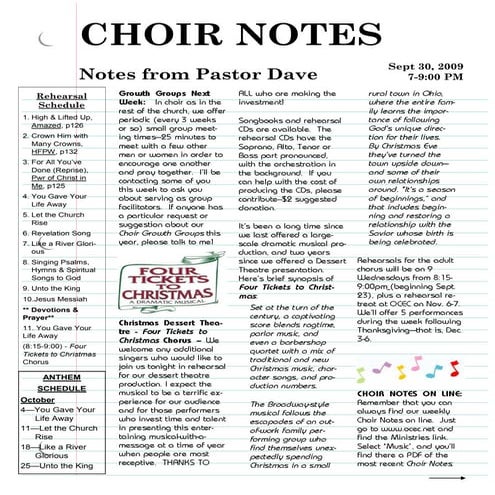 Oct 09 Choir Notes | PDF