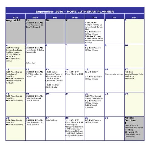 September 2016 calendar | PDF