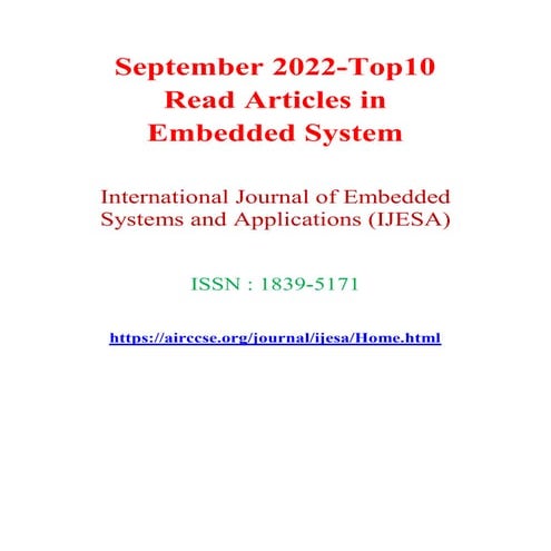 September 2022-Top 10 Cited Articles-International Journal of Embedded Systems and Applications ...