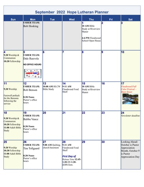 September 2023 Calendar of Events | PDF