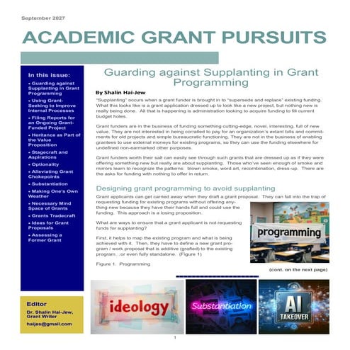 Academic Grant Pursuits Newsletter - September 2027 | PDF