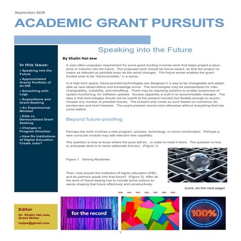 Academic Grant Pursuits newsletter - September 2029 | PDF