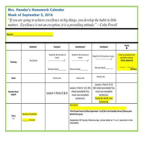Homework for 3rd grade | PPTX
