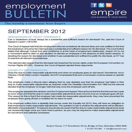 Empire HR September Bulletin | PDF | Business | Business and Finance