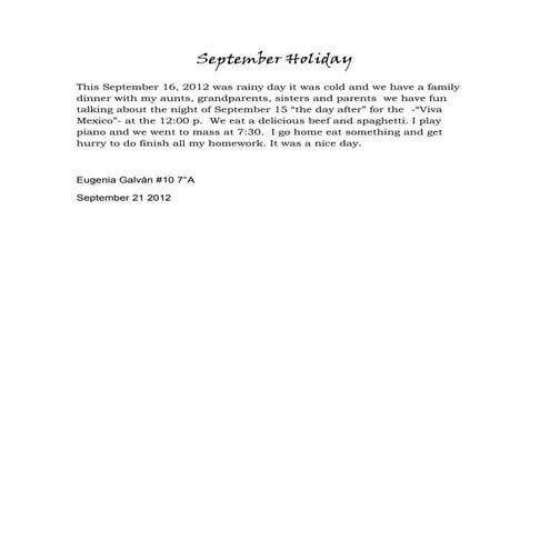 September holiday | DOCX