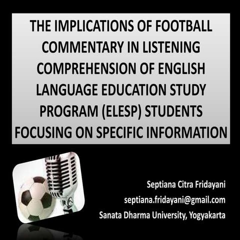 The Implications of Football Commentary In Listening Comprehension Of ...
