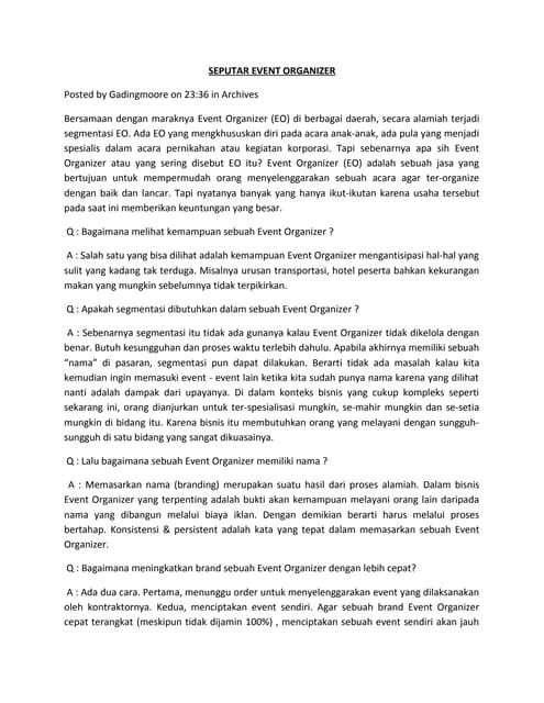 Event management | DOC