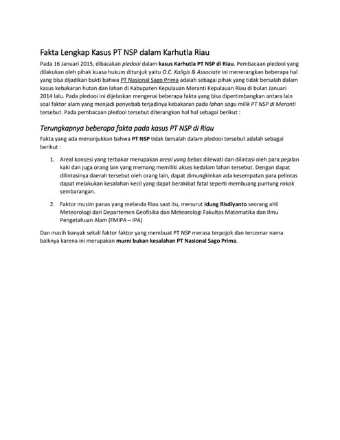 Fakta Pada Kasus PT NSP | PDF