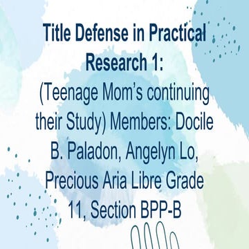 Title Defense Sequence for Research or Studies | PPTX