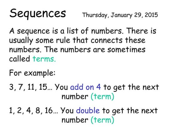 Patterns and sequences | PPT
