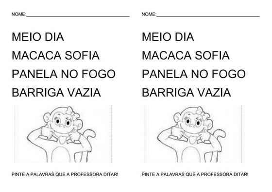 Parlendas: O MACACO FOI À FEIRA E MACACA SOFIA | DOCX
