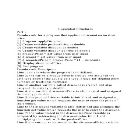 Sequential Structures Part 1pseudo Code For A Progr Docx