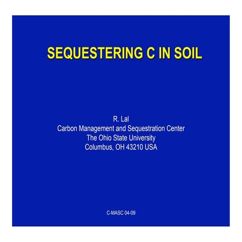 Sequestering Carbon in Soil | PDF | Agriculture | Industries