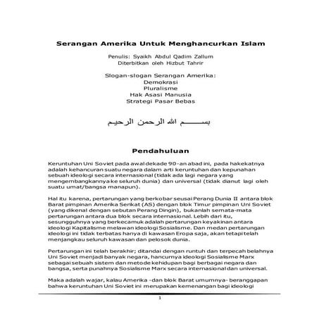 Serangan Amerika Untuk Menghancurkan Islam | DOCX