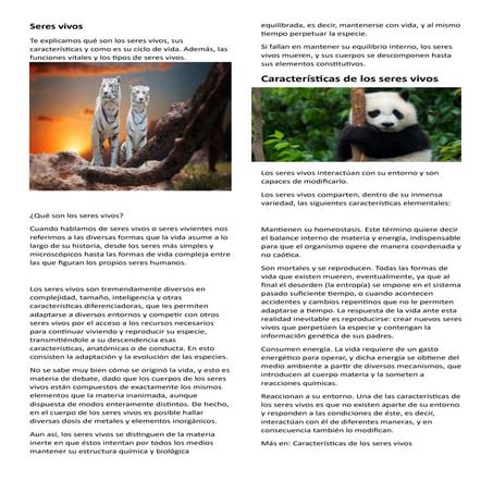 LOS SERES VIVOS características y cuáles son | PPTX