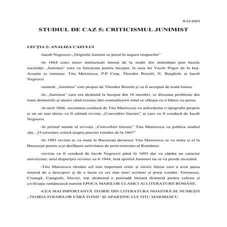 Studiu de caz 5 - criticismul junimist | PPTX