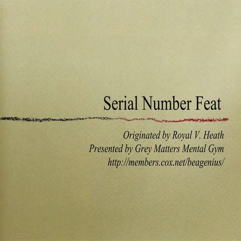 Serial Number Feat | PPT