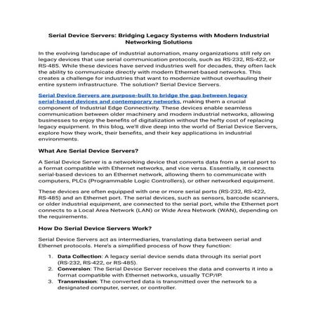 Serial Device Servers_ Bridging Legacy Systems with Modern Industrial ...