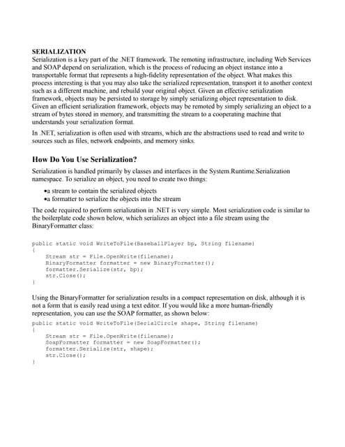C# Binary serialization | PPT C# Binary serialization | PPT