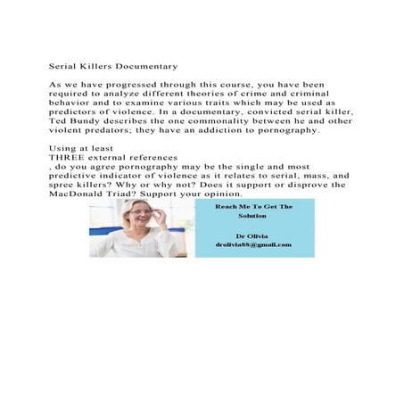 Serial Killers DocumentaryAs we have progressed through this.docx | Crime & Harmful Acts to ...