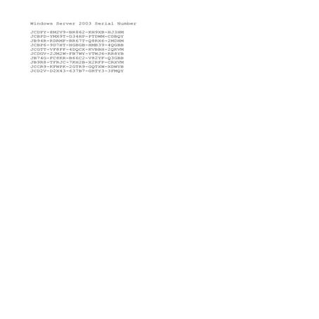 Serial windows server 2003 | TXT