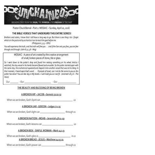 Series unchained message – part 2 - mosaic – sunday 04-10-16 | PPT