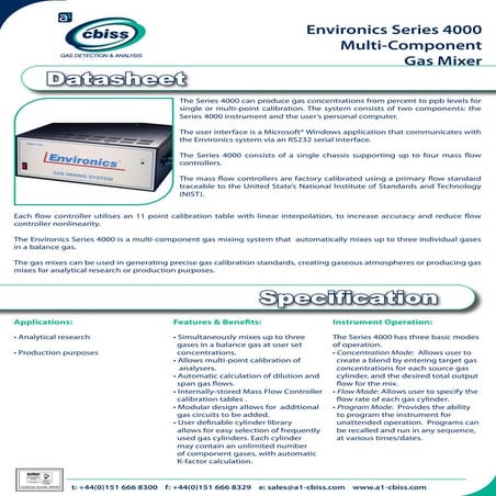 Series 4000 gas mixing datasheet | PDF
