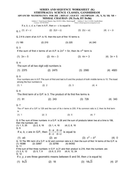 CLASS XI STRAIGHT LINES WORKSHEET | PDF