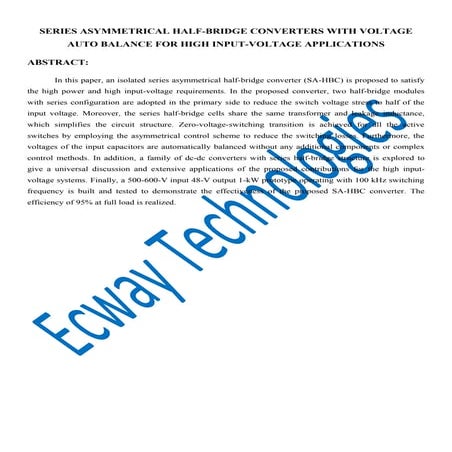 Series asymmetrical half bridge converters with voltage auto balance ...