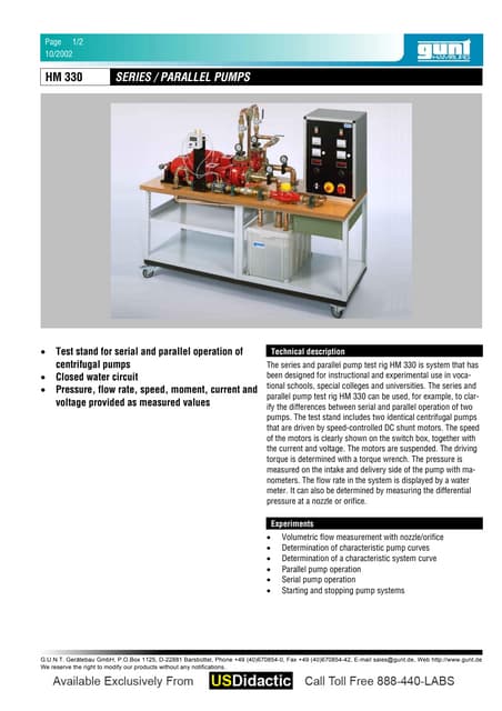 Centrifugal pumps in series and parallel | PDF
