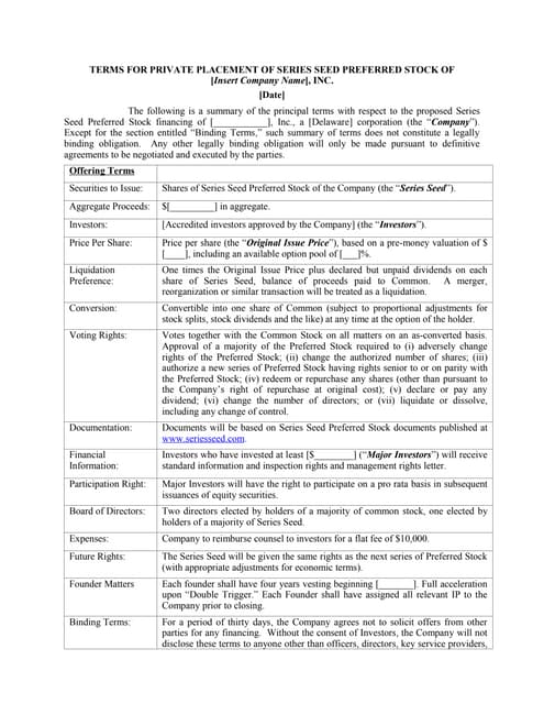 Series seed termsheet | PDF