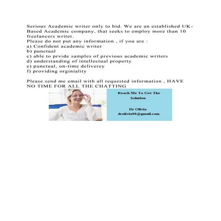 Serious Academic writer only to bid. We are an established UK-Based .docx