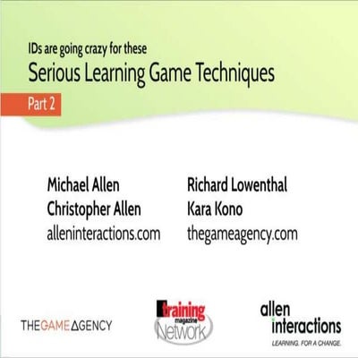 Serious Learning Game Techniques Part 2 | PPT