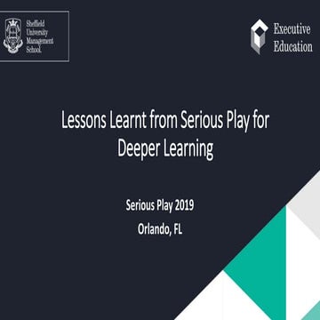 Lessons Learnt from Serious Play for Deeper Learning | PPT