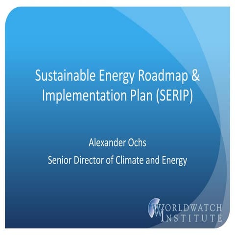 Sustainable Energy Roadmap & Implementation Plans (SERIP) | PDF