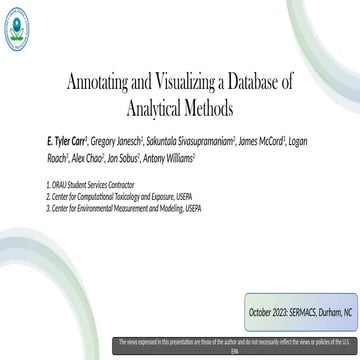 Annotating and Visualizing a Database of Analytical Methods | PPT