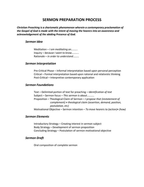 Sermon Preparation Form | PDF