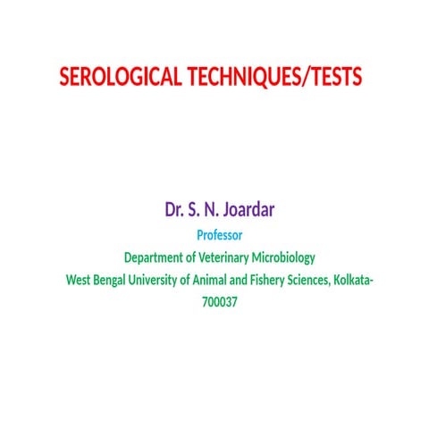 Serological Tests Veterinary Immunology BVSc | PPTX