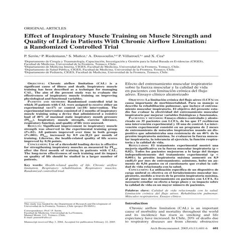 Effect of Inspiratory Muscle Training on Muscle Strength and Quality of ...