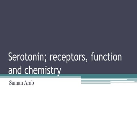 Serotonin; receptors, function and chemistry | PPT